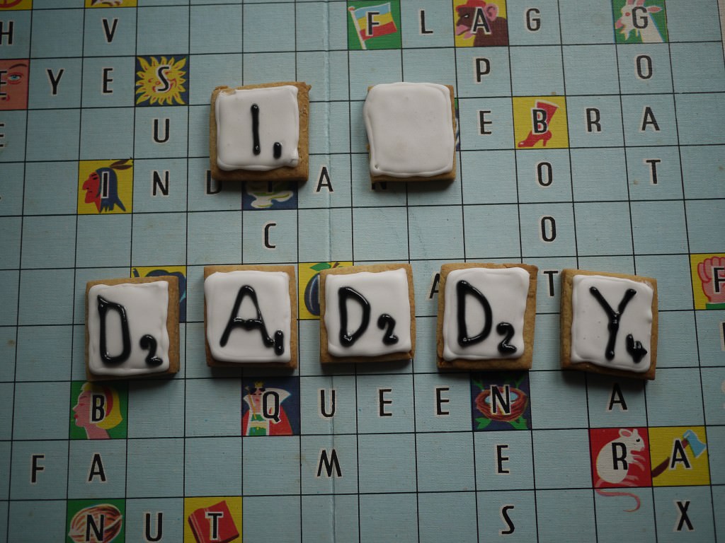 Scrabble tile biscuits