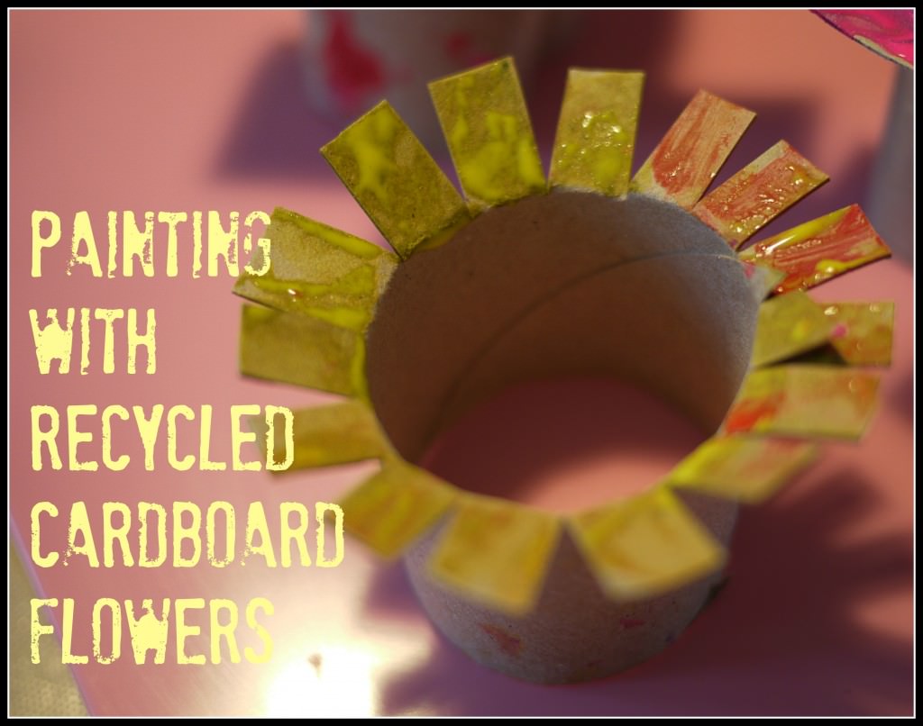 Painting with recycled cardboard flowers - the-gingerbread-house.co.uk
