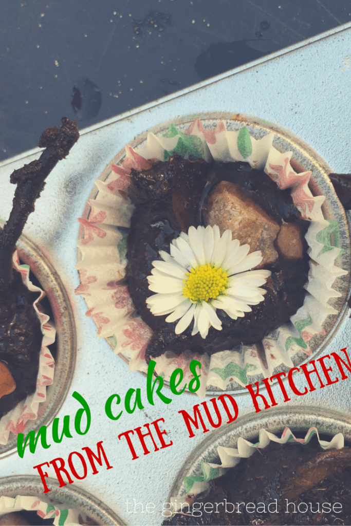 Making mud cakes in our mud kitchen - the-gingerbread-house.co.uk