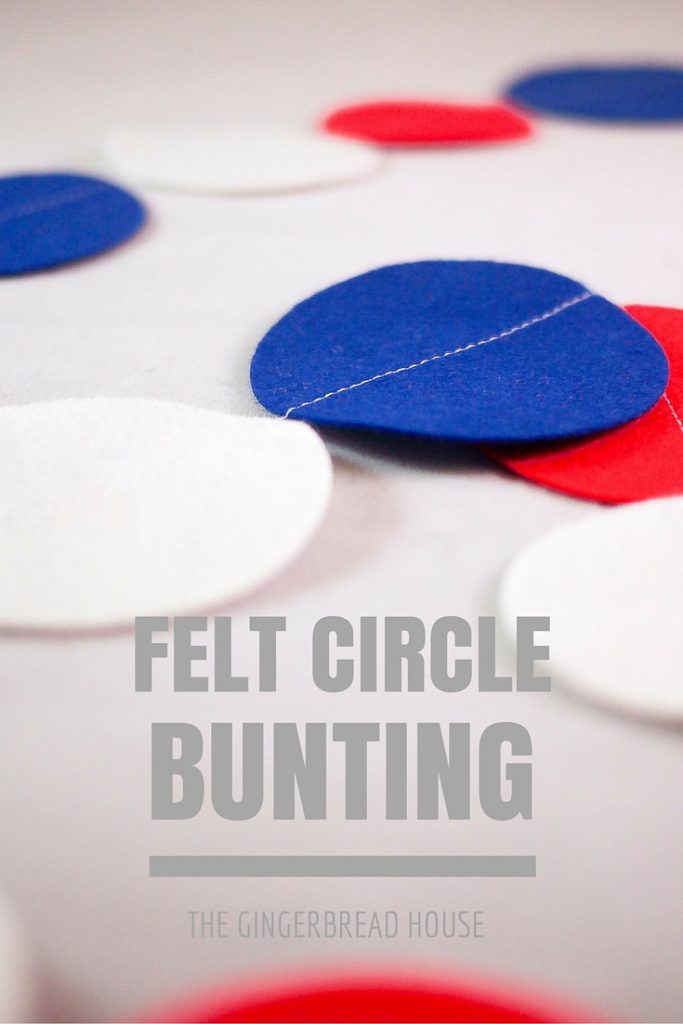 Red white and blue felt circle bunting - the-gingerbread-house.co.uk