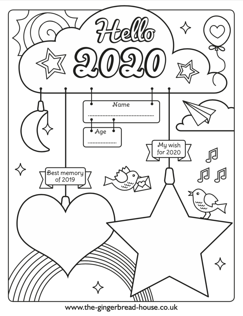 Free printable Happy New Year 2020 colouring page - the-gingerbread ...