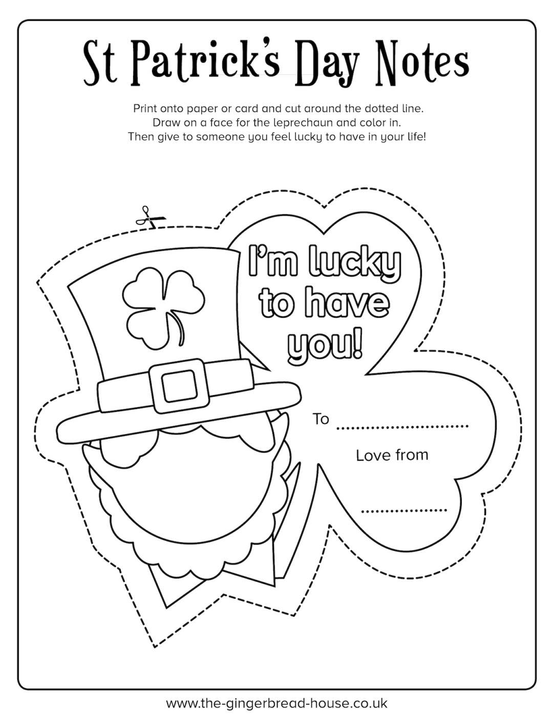 {FREE} St Patrick's Day printable notes - the-gingerbread-house.co.uk