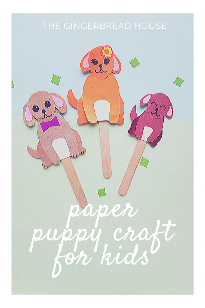Paper puppy puppets craft for kids - the-gingerbread-house.co.uk