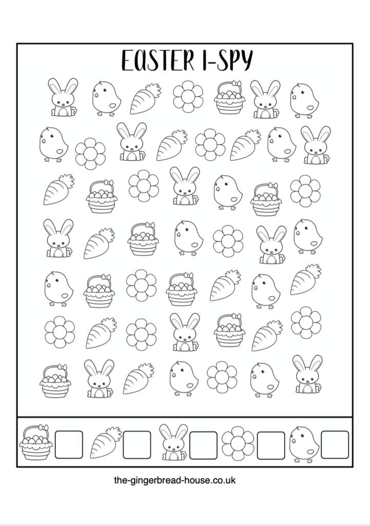 Free printable Easter i-spy activity for kids - the-gingerbread-house.co.uk