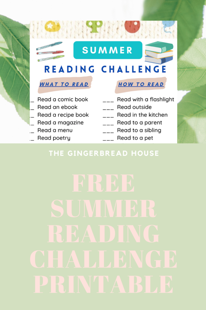Free Summer Reading Challenge checklist - the-gingerbread-house.co.uk