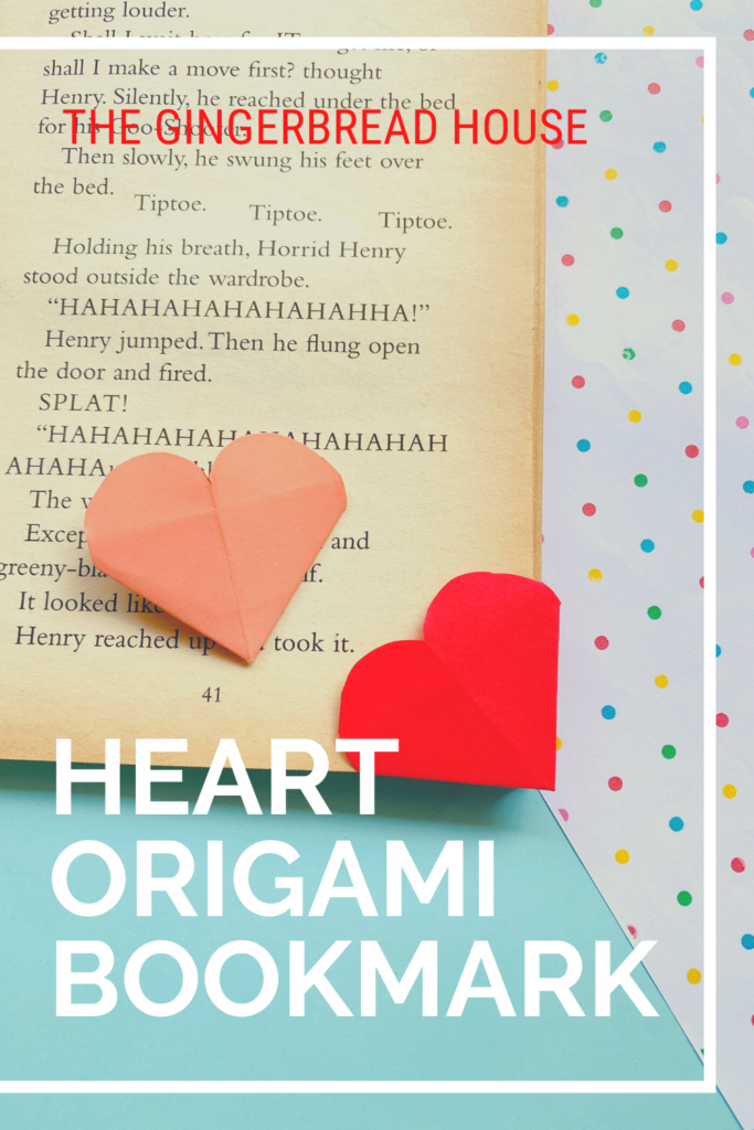 Fold a Valentine paper heart origami bookmark - the-gingerbread-house.co.uk
