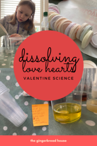 Dissolving Love Hearts Valentine science - the-gingerbread-house.co.uk