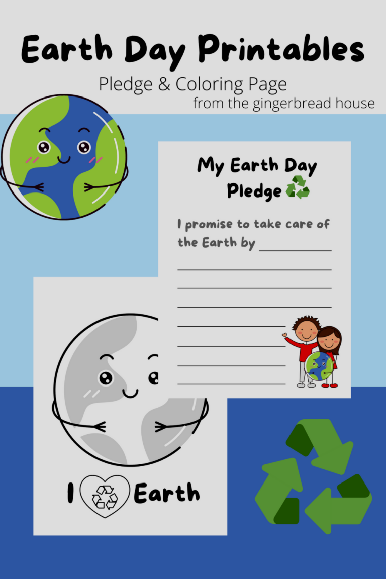 Free Earth Day pledge and colouring sheet - the-gingerbread-house.co.uk