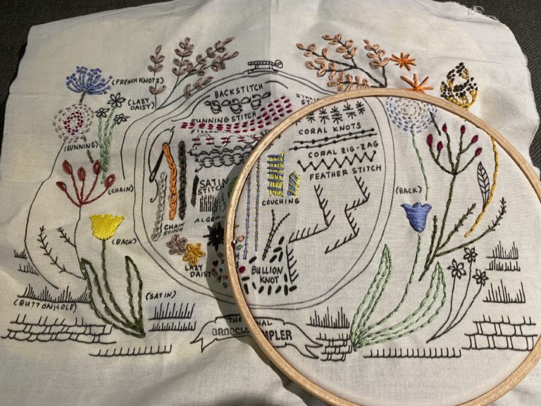 Stitching the Original Dropcloth Embroidery Sampler - the-gingerbread ...