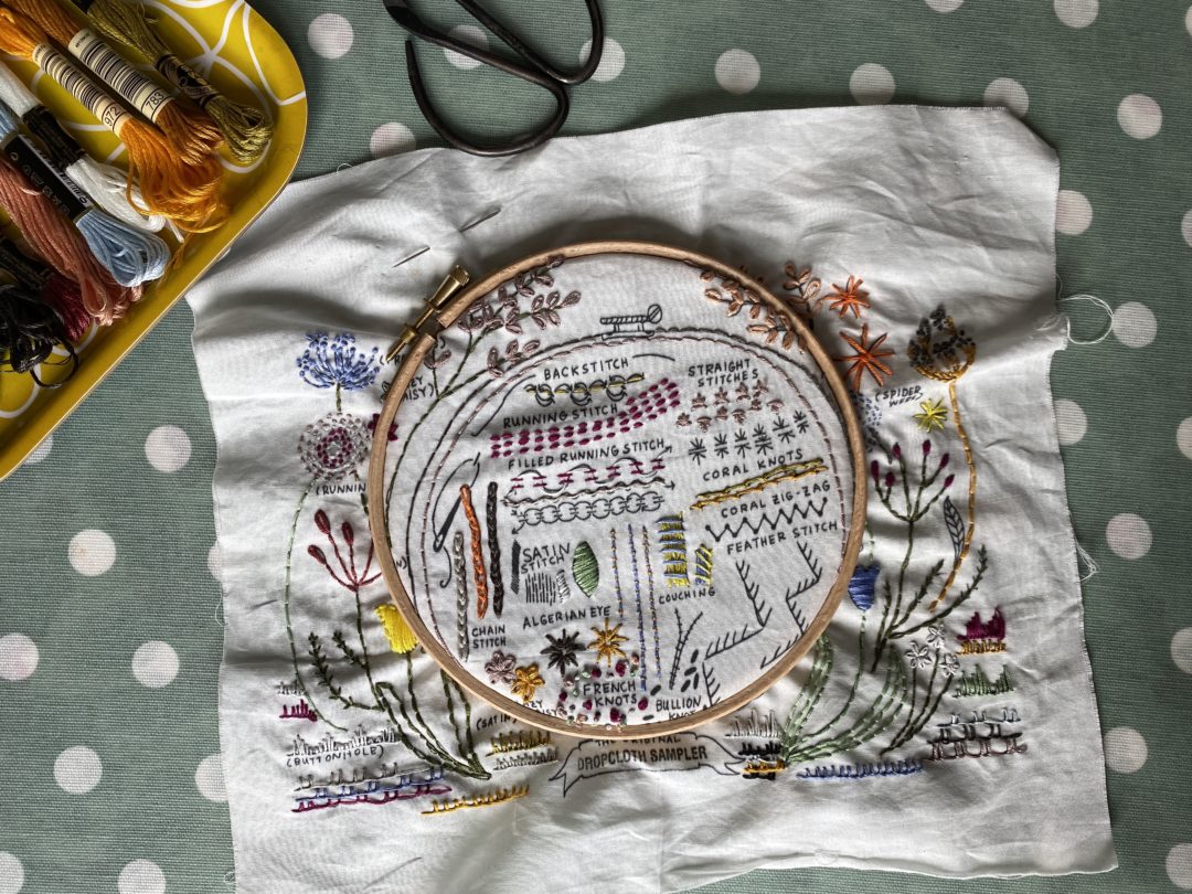 Stitching the Original Dropcloth Embroidery Sampler - the-gingerbread ...