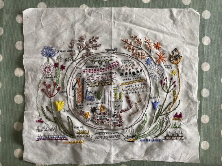 Stitching the Original Dropcloth Embroidery Sampler - the-gingerbread ...